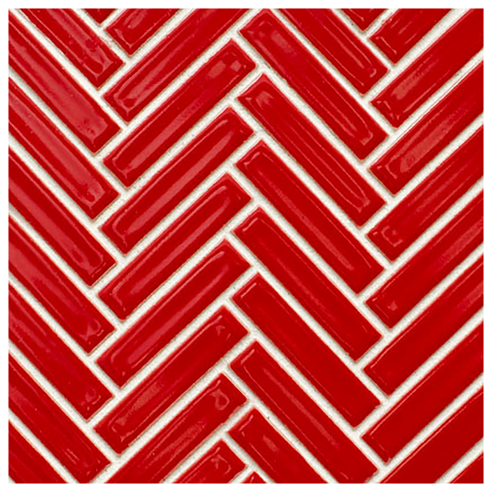 Makai Herringbone 3/8 X 2 Red Gloss Mosaic Tile – Tile Market of Delaware
