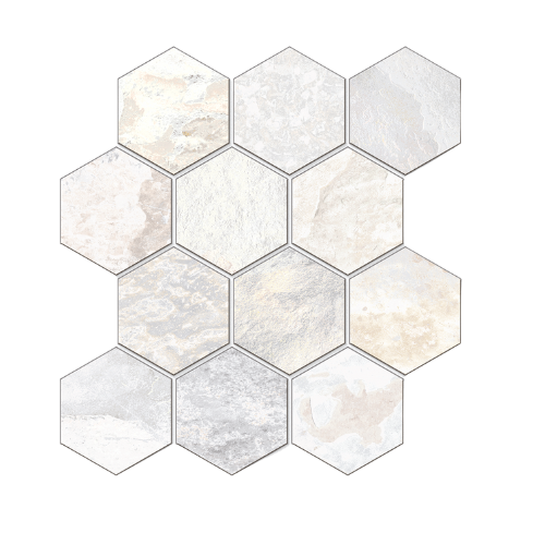 Meta Slate 4" Hexagon Textured White Mosaic – Tile Market of Delaware